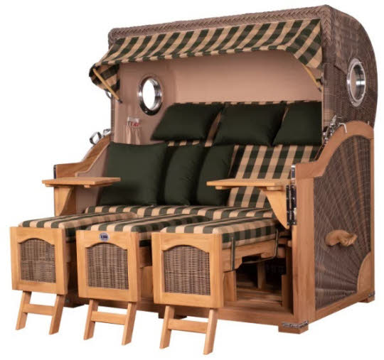 Mr.Deko Strandkorb Düne XXL Teak Shell/Teak Grey