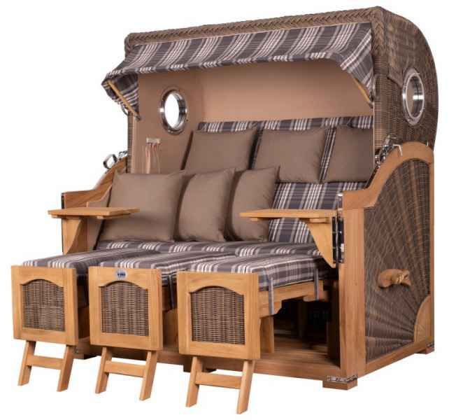 Strandkorb Düne Teak Grey 3 Sitzer (XXL) Stoff 522 kaufen | Strandkorb ...