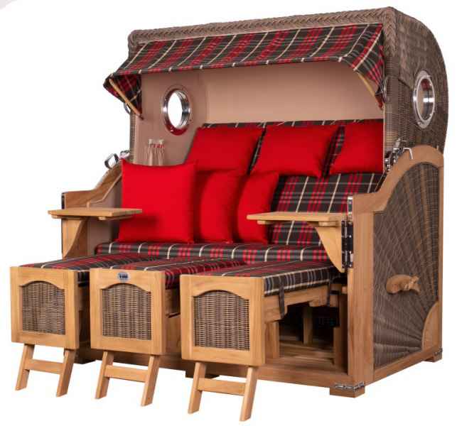 Strandkorb Düne Teak Grey 3 Sitzer (XXL) Stoff 529 kaufen | Strandkorb ...